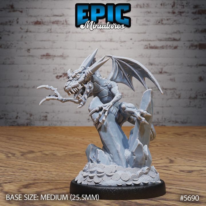 3D Printable Abyss Drake Hiding / Dragon Demonic Creature / Flying Dragonborn Demon / Evil Beast ...
